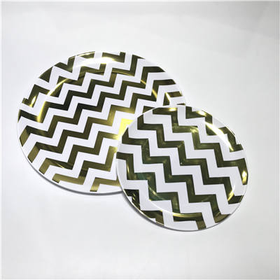 Disposable party plastic gold stripe design plate | plastic plates ...