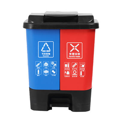 Seperate double plastic waste bin divided | plastic plates manufacturer