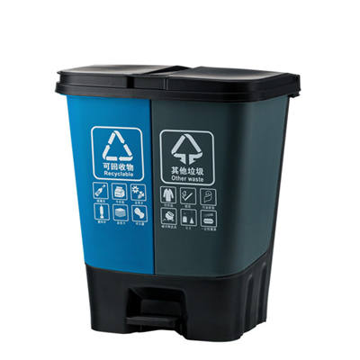 Seperate double plastic waste bin divided | plastic plates manufacturer